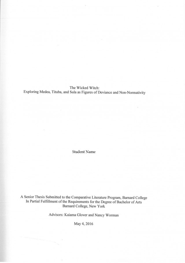 Formatting Your Thesis Barnard